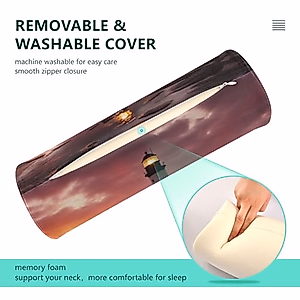 xigua Lighthouse Neck Roll Pillow for Neck Relief with Removable Washable Cover - Memory Foam Round Cylinder Bolster, Ergonomically Designed for Head, Neck, Back, and Legs