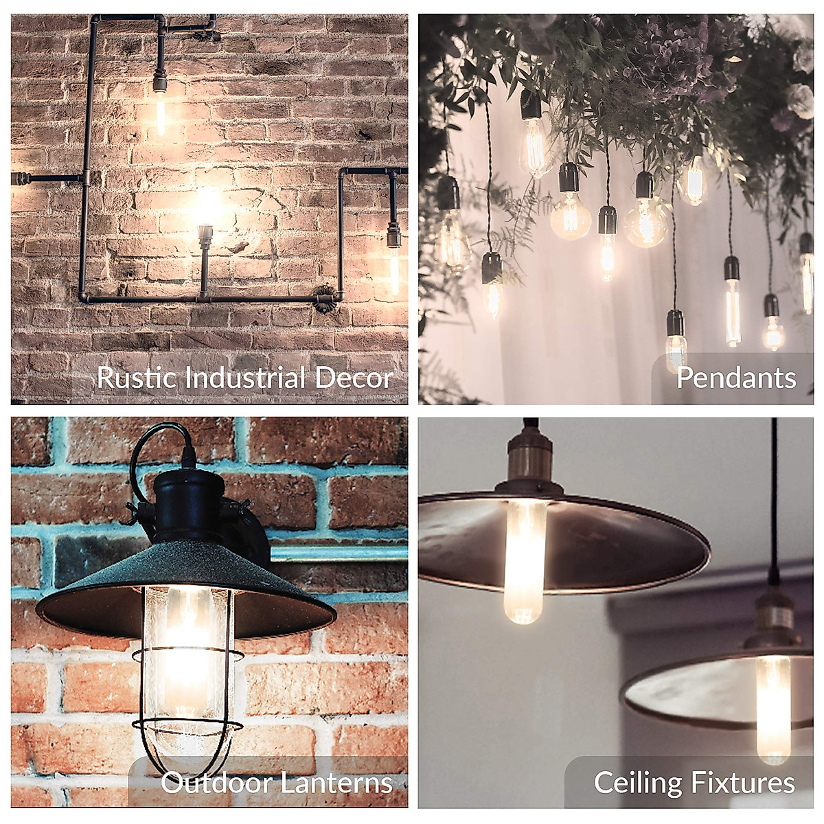 Simba Lighting LED T10 Tubular Edison Filament Light Bulbs (3 Pack) 6W Dimmable 60W Equivalent 120V for Cabinet Display, Piano Lamps, Clear Glass Decorative, Standard E26 Base, Natural White 4000K