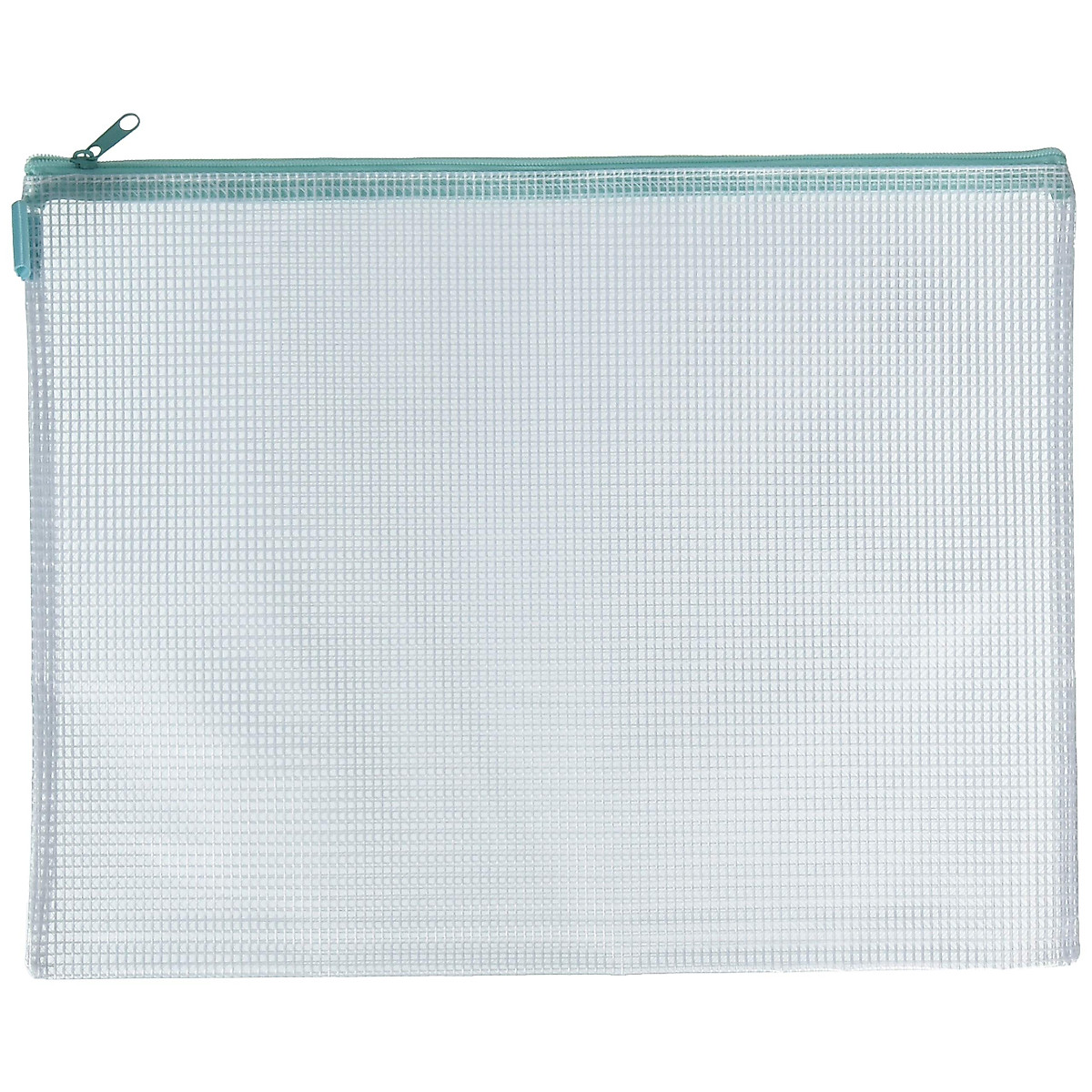 Avery Elle Zippered Vinyl Mesh Pouch-Aqua-Large