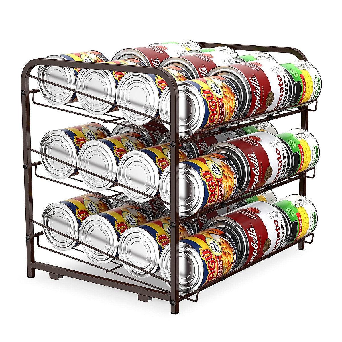 Vrisa Can Organizer for Pantry 2 Pack Stackable Can Rack Organizer Holde up to 72 Cans Canned Good Dispenser for Pantry, Kitchen, Cabinet, Small Spaces White 3-Tier