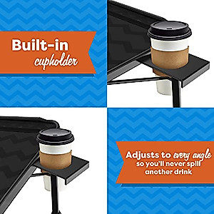Table-Mate II PRO TV Tray Table - Folding Table with Cup Holder and Tablet Slot- Couch Desk for Working from Home, TV Trays for Eating, Portable and Adjustable TV Table, Black