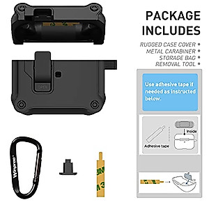 Winproo Armor Airpods 3rd Generation Case Cover with Lock Clip, Military Hard Shell Full-Body Shockproof Protective Case Skin with Keychain for Airpods 3rd Gen [Black]