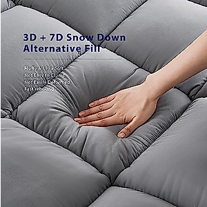 Timimi Mattress Topper Queen - Cooling Pillow Top Mattress Topper Queen Size Extra Thick Plush Bed Topper Down Alternative Overfilled Soft Mattress Pad for Back Pain