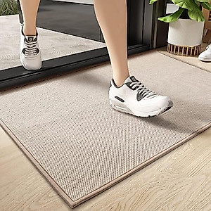 Color&Geometry Door Mat Large Indoor/Outdoor Mat, Front Indoor Rugs for Entryway, Non Slip Washable Absorbent Low-Profile Inside Entry Rug Rug, Khaki, 22/''x31/'' (DLS-Khaki-60x90)