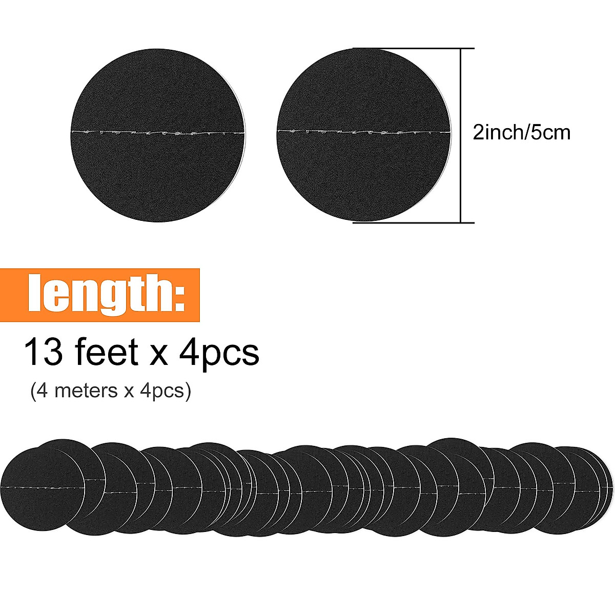 MIAHART 52 Feet Circle Garlands Black Circle Dots Paper Garland Circle Hanging Banner for Birthday Graduation Halloween Party Decorations