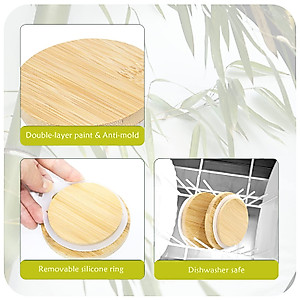 Oui Yogurt Jar Lids, 8PCS Oui Lids, Reusable Bamboo Wooden Lids for Oui Yogurt Jars with Airtight Silicone Sealing Ring and Labels Fit for 5oz oui Jar