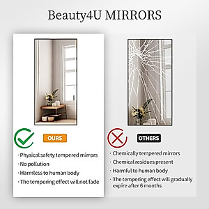 Beauty4U 71" x 32" Large Full Length Mirror with Stand, Black Wall Mounting Full Body Mirror, Metal Frame Full-Length Tempered Mirror for Living Room, Bedroom