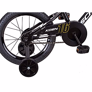 Schwinn Koen & Elm Toddler and Kids Bike, For Girls and Boys, 16-Inch Wheels, BMX Style, With Saddle Handle, Training Wheels Included, Chain Guard, and Number Plate, Black