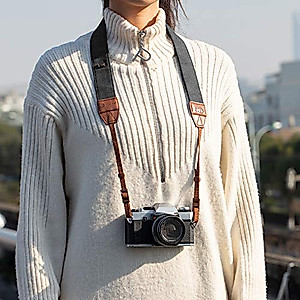 TARION Camera Strap Adjustable DSLR Camera Neck Strap Belt Retro Film Camera Shoulder Strap Vintage Soft Long Rope Universal Cord for Women Men SLR Mirrorless Cameras(Upgraded Version) (Black)