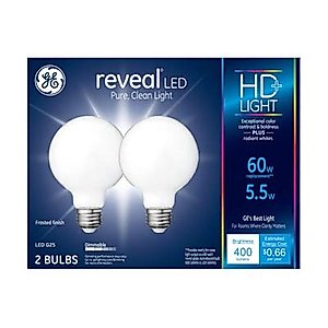 Ge 49514 Reveal G25 Hd Led Light Bulb, 5.5 Watts