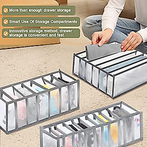 9 Pcs Underwear Drawer Organizer Foldable Closet Clothes Divider Nylon Wardrobe Clothes Organizer Closet Clothing Organizer Clothing Compartment Storage Box for Bra Sock Underwear Jean, 6/7/11 Grids