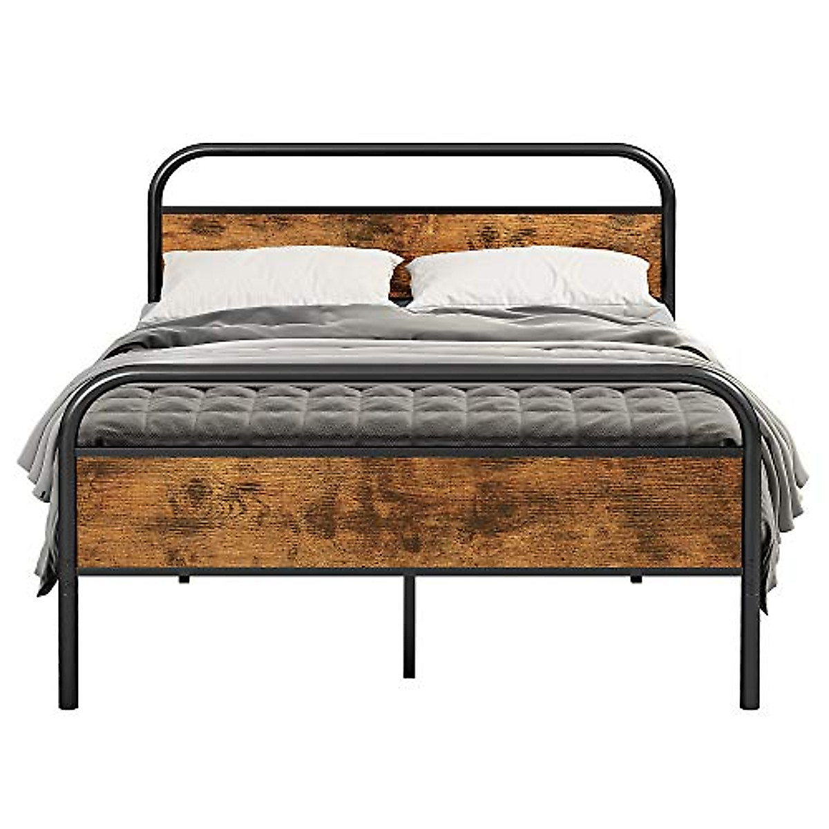 IRONCK Full Bed Frame, Platform Bed Frame Queen with Headboard and Strong Support, Wood and Metal, No Box Spring Needed Easy Assembly