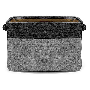 Sorbus Fabric Storage Cubes 15 Inch- Big Sturdy Collapsible Canvas Storage Bins with Dual Handles- Foldable Closet Cubes- Decorative Storage Baskets for Shelves | Home & Office Use- 3 Pack| Grey/Tan