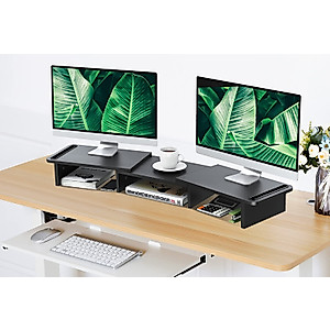 Zimilar Dual Monitor Stand Riser, Monitor Stand with Adjustable Length and Angle Monitor Stand Riser, 2 Tiers Laptop Computer Monitor Riser for PC Screen