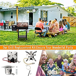 Upgrade Replacement Parts Kit for Pit Boss and Traeger Pellet Grill Smoker, Include Auger Motor 2.0 RPM, Induction Fan, Igniter Hot Rod with Fuse, Fire Pot Accessories with Screws