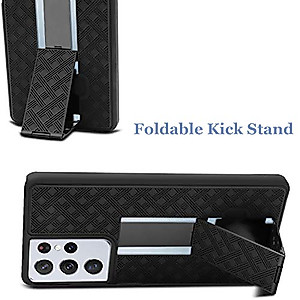 Fingic Galaxy S21 Ultra Case, Samsung Galaxy S21 Ultra Belt Clip Holster Case Slim Combo Shell with Kickstand Swivel Belt Clip Holster Rugged Protective Cover for Samsung Galaxy S21 Ultra 6.8"- Black