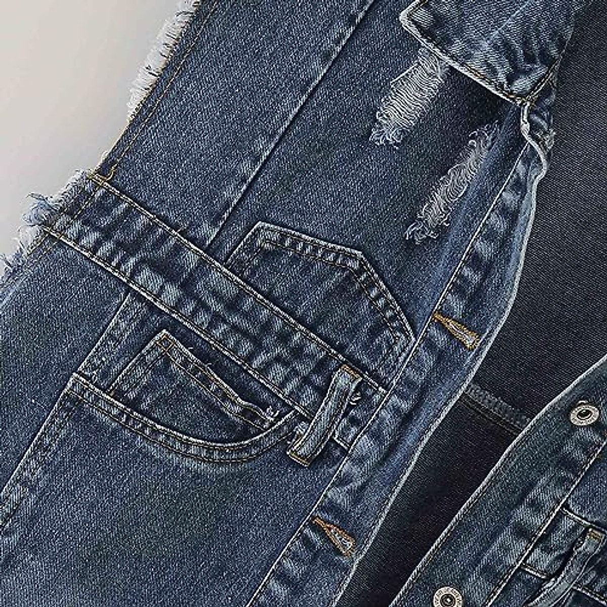 Gerichy Denim Jacket for Women, Oversized Tshirts Shirts for Women, Shirts for Women Trendy, Women's Oversized Denim Jacket Sleeveless Button Down Trendy Ripped Denim Shirt