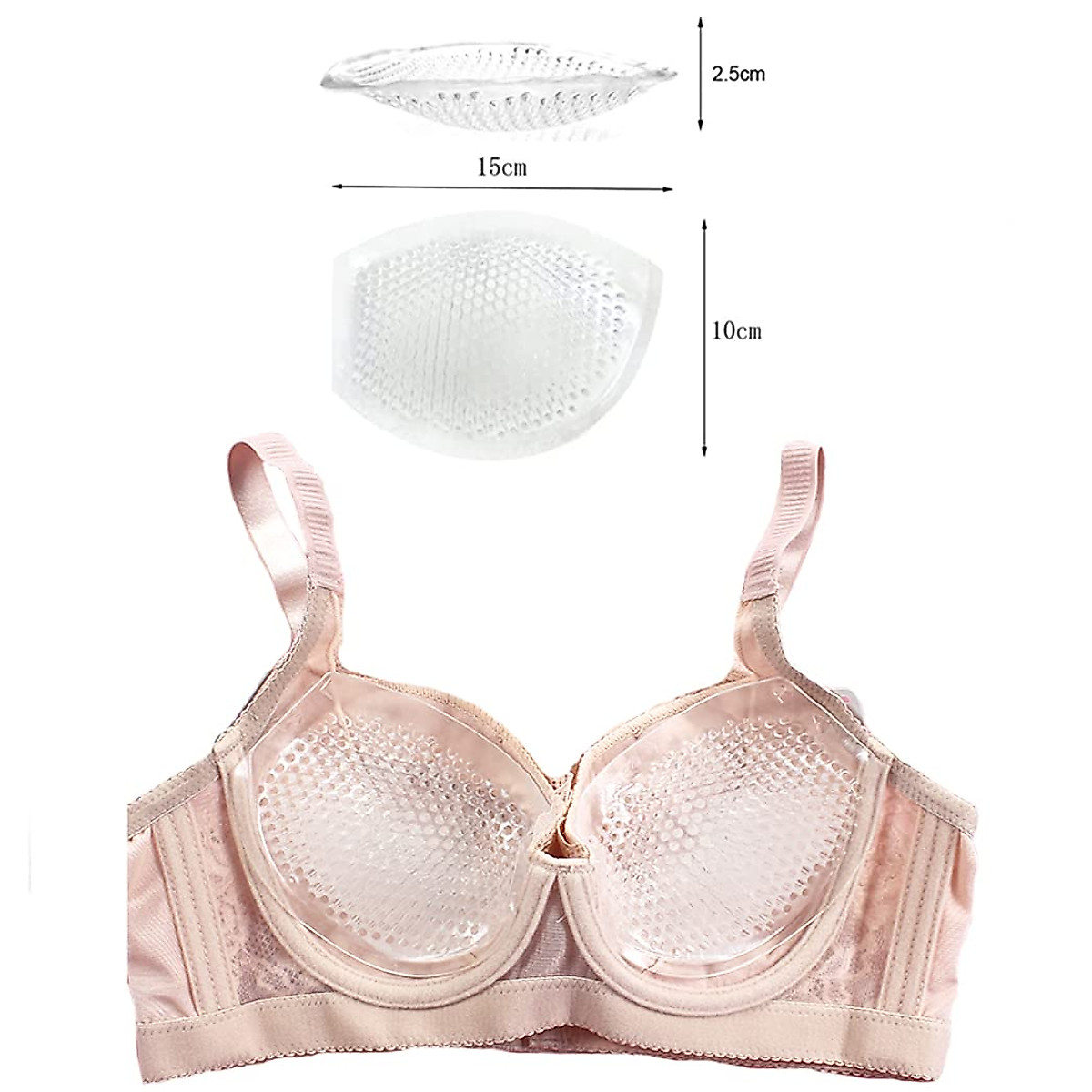 ericotry 1Pair Transparent Breathable Silicone Perforated Bra Inserts Booster Insert Pads Swimsuits Bikini Chest Pad Breast Pads for Women Lady Girls