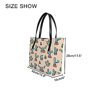 Fashionable women's handbag tote bag, Cactus Pattern 2printed shoulder bag is light and durable