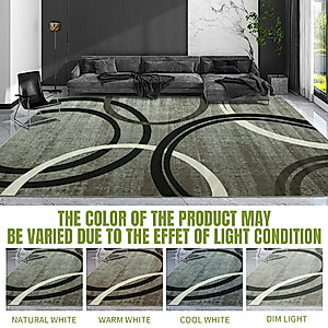 HOMBYS 10X14ft Abstract Circles Area Rug for Living Room Bedroom, Large Modern Floor Carpet for Indoor Office Dining Room High Traffic Areas, Contemporary Home Deco, Machine Washable