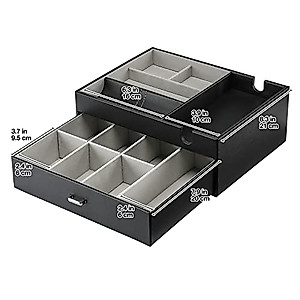 ProCase Double Layer Valet Tray for Dad, Nightstand Organizer EDC Dump Catchall Trays with Phone Charging Station, Dresser Top Table Beside Entryway Storage Box- Black