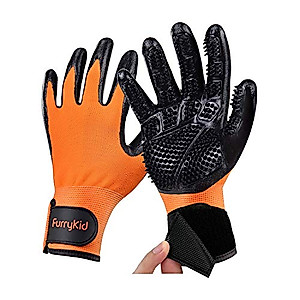 FEMW Pet Grooming Glove - Efficient Pet Hair Remover Mitts - Pet Massage Gloves - Gentle Deshedding Brush Glove - for Dog Cat Horse with Long & Short Fur [Upgrade Version][Left & Right Hand]