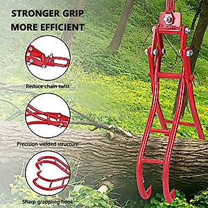 MegaChoice 28" Log Lifting Tongs with 1 Pair Gloves Heavy Duty 4 Claws Felled Timber Claw Hook Logging Grabber