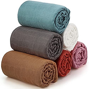 6 Pieces Muslin Swaddle Blankets Breathable Bamboo Cotton Baby Blankets for Boys Colorful Baby Swaddle Receiving Blankets Soft Cotton Newborn Blankets Unisex for Baby Boys and Girls (Solid Colors)