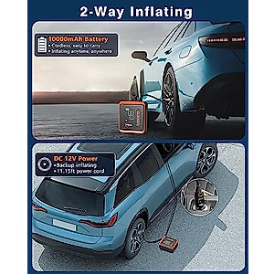Tire Inflator Portable Air Compressor - KEEPUP 150 PSI Cordless Air Pump with 10000mAh Rechargeable Battery for Car Tires Ebike Motorcycles Bicycles Balls