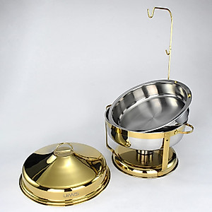 ZHIRCEKE Stainless Steel Chafing Dish Buffet Set, Buffet Servers and Food Warmers with Hanger, Water Trays & Food Pans for Parties Buffets,Gold,9L