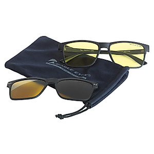 Eagle Eyes 2in1 Speed of Life Magnetic Eyewear Glasses - Polarized Sunglasses for Day and Anti-Reflective Yellow Night Driving Glasses (Classic, Day/Night)