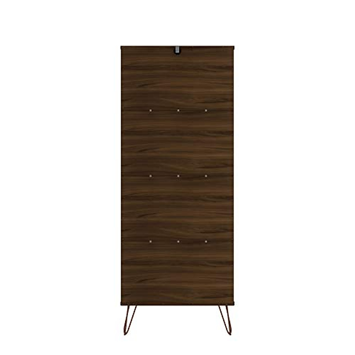 Manhattan Comfort Rockefeller Mid Century Modern 4 Shelves Home Office Bookcase with Metal Legs, 21.26", Brown