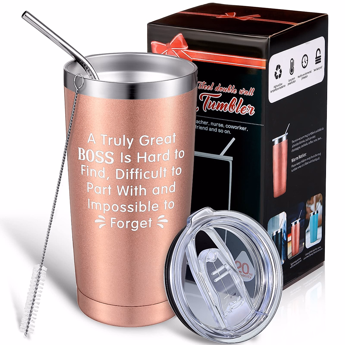 Appreciation Gift A Truly Great is Hard To Find, Novelty Travel Coffee Mug Thank You Mentor Retirement Leaving Gift for Colleague Farewell, 22 oz Mug Tumbler with Gift Box (Rose Gold)