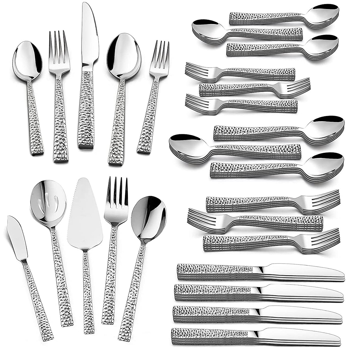 King International Stainless Steel Hammered Table Knife,Set of 12, 20 cm, Mirror Polish,Butter Knife, Cheese Knife,Dinner Knife,Dessert Knife,Bread Knife,Stainless Steel Table Knife Set of 12pcs