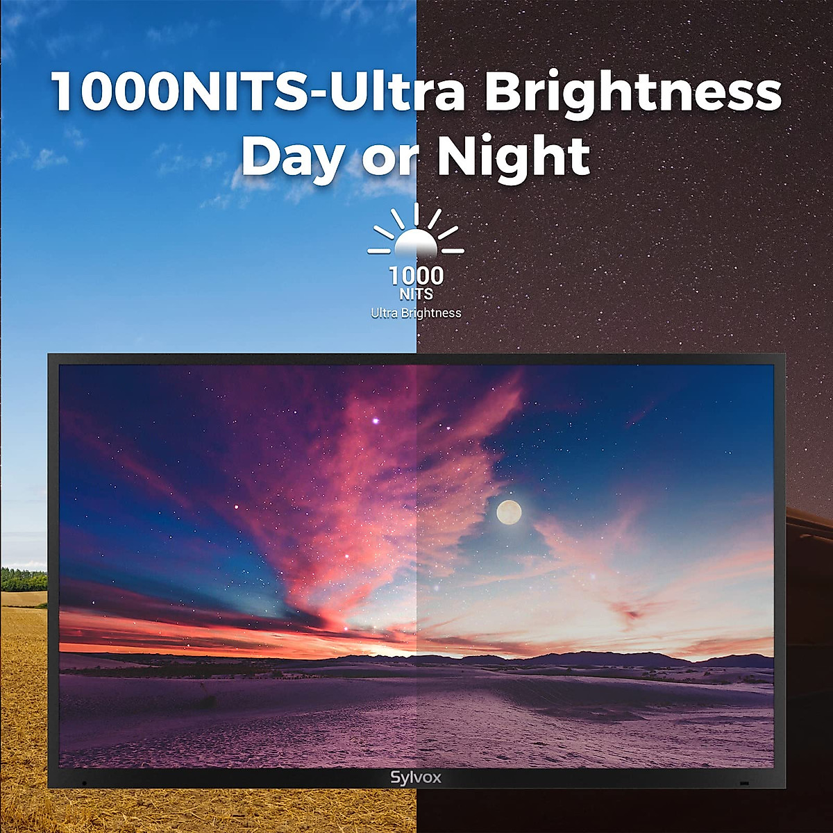 SYLVOX Outdoor TV, 55'' Smart Waterproof Television, 4K UHD, HDR10, Google OS, 1000nits for Partial Sun Area, Bundle with Wall Mount