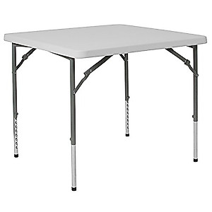 Flash Furniture Kathryn 2.79-Foot Square Height Adjustable Granite White Plastic Folding Table, 34" Square