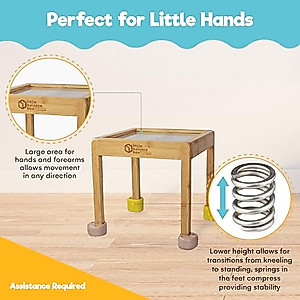 Little Balance Box Push Pull Walker Toy, 2-in-1 No Wheels Spring Feet, Wooden Walker, Girl Boy Toddler Walker with Toddler, Child Activity Table, Tall Beige + Booties