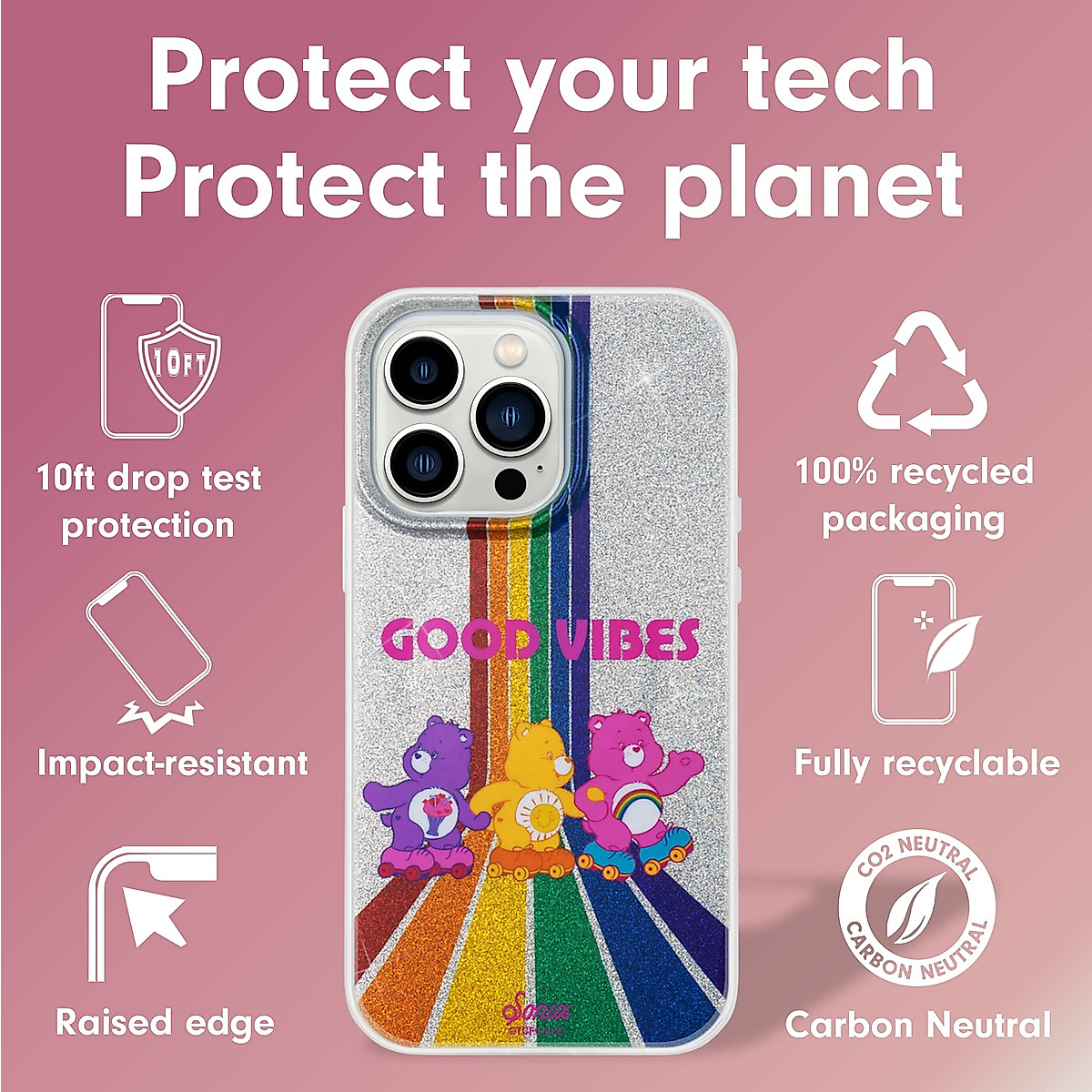 Sonix x Care Bears Case for iPhone 12 Pro Max Featuring Built in Self-Aligning Compatibility with MagSafe Charging [10ft Drop Tested] Protective Good Vibes Rainbow Case for Apple iPhone 12 Pro Max