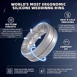 Egnaro Silicone Ring Men 1/4/6 Multipack Breathable Mens Silicone Rubber Bands Wedding Rings for Men Engagement Bands - 8mm Width 2mm Thickness…