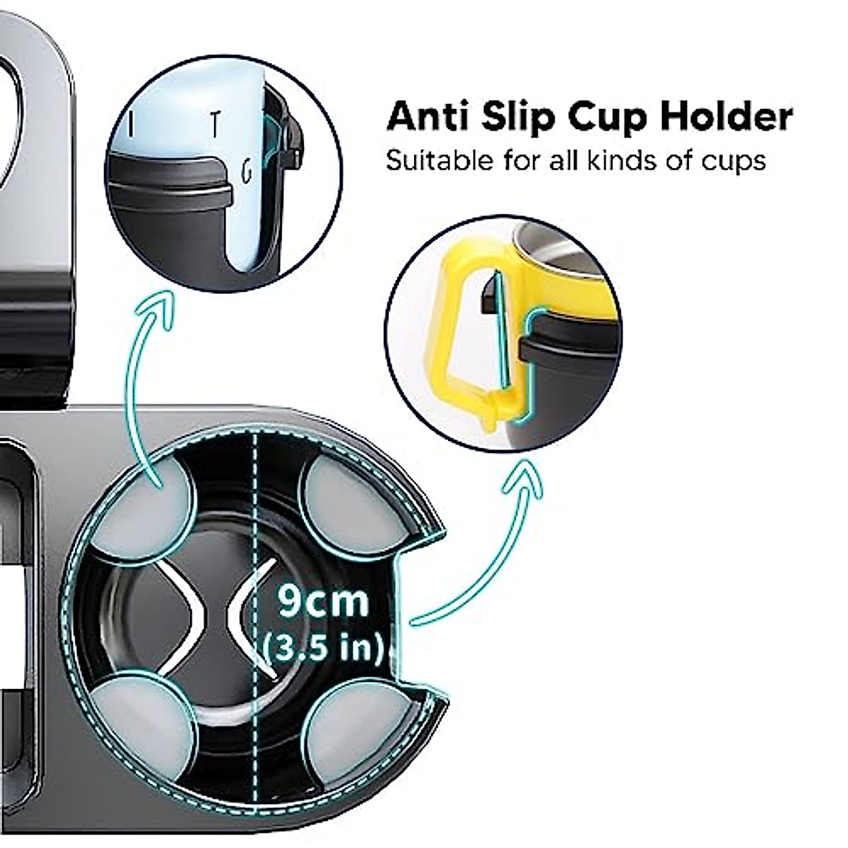 Car Back Seat Cup Organizer Cell Phone Drink Holder Headrest Backseat Holder Tray Black