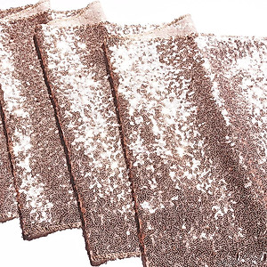 Sequin Table Runners Rose Gold- 12 X 108 Inch Glitter Rose Gold Table Runner-Rose Gold Party Supplies Fabric Decorations for Holiday Wedding Birthday