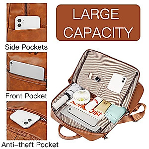 Ytonet Backpack Purse for Women, Fashion Leather Handbags for Travel - PU Convertible Bag Anti theft Womens Bookbags, Gifts for Her, Brown