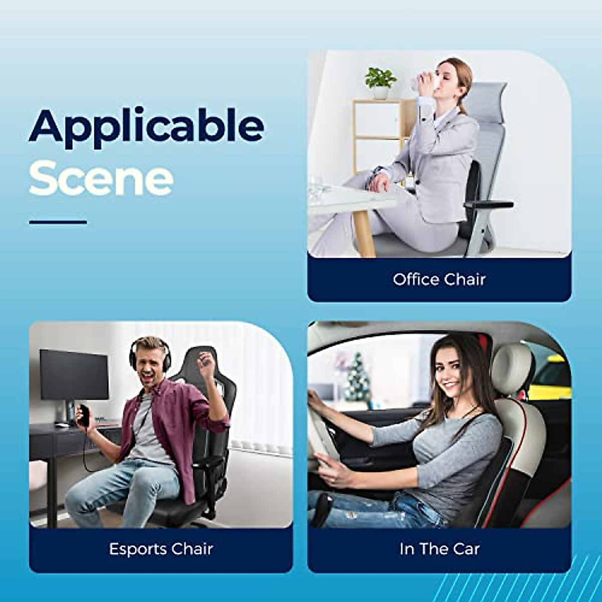 COMFIER Lumbar Support Pillow, Back Support Pillow,Back Massager for Back Pain,3 Massage Modes & 2 Heat Levels Memory Foam,Adjustable Straps Cushion for Car,Office Chair, Recliner