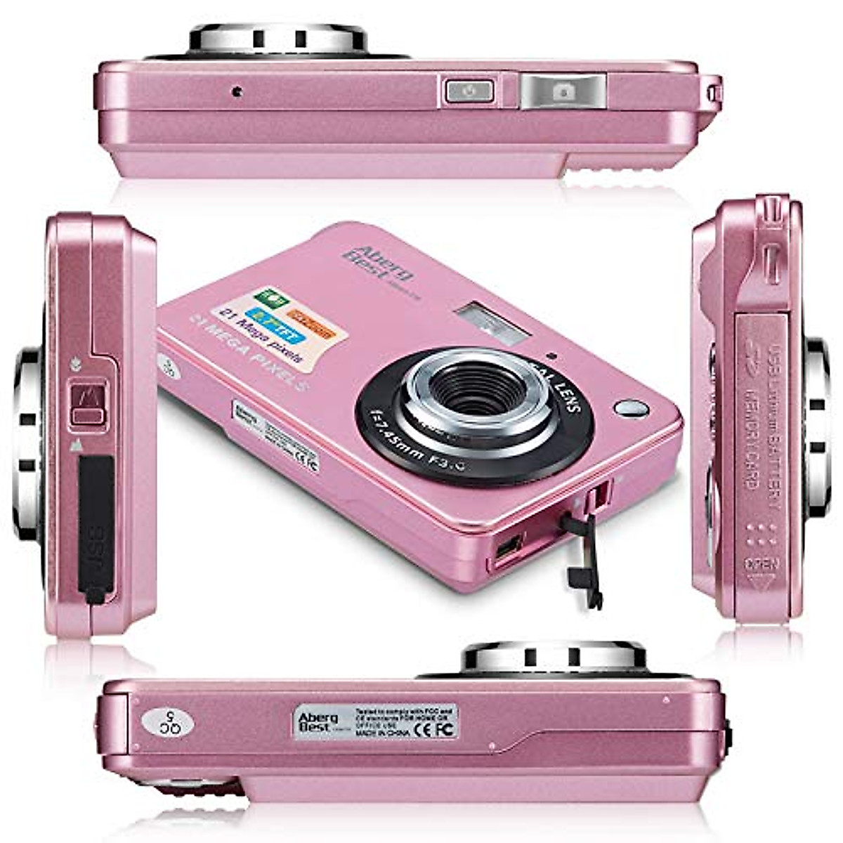 Digital Camera, AbergBest Mini Kids Digital Cameras for Teens with 8X Zoom HD 720P Compact Camera with LCD Screen for Students, Boys, Girls, Kids
