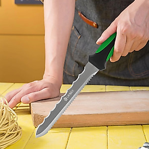 PAXLINSEN Stainless Steel Garden Knife with 7.8" Blade, Double Side Utility Sod Cutter Lawn Repair Garden Knife with Nylon Sheath (green)