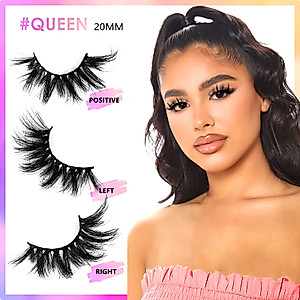Barbiely 20mm Mink Lashes, 3D Real Mink Lashes, 3 Pairs Fluffy Dramatic False Eyelashes, 100% HandMade Mink Lshes, 6D Wispy Long Thick Full Volume Strip Eye Lashes, Cruelty Free(Party Time)