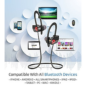 BluePhonic Bluetooth Earbuds Headphones, Best Wireless Sports Earbuds w/Mic HD Stereo Sweatproof Earphones for Gym Running Workout IPX7 Waterproof Noise Cancelling Earphones Noise Cancelling Headsets