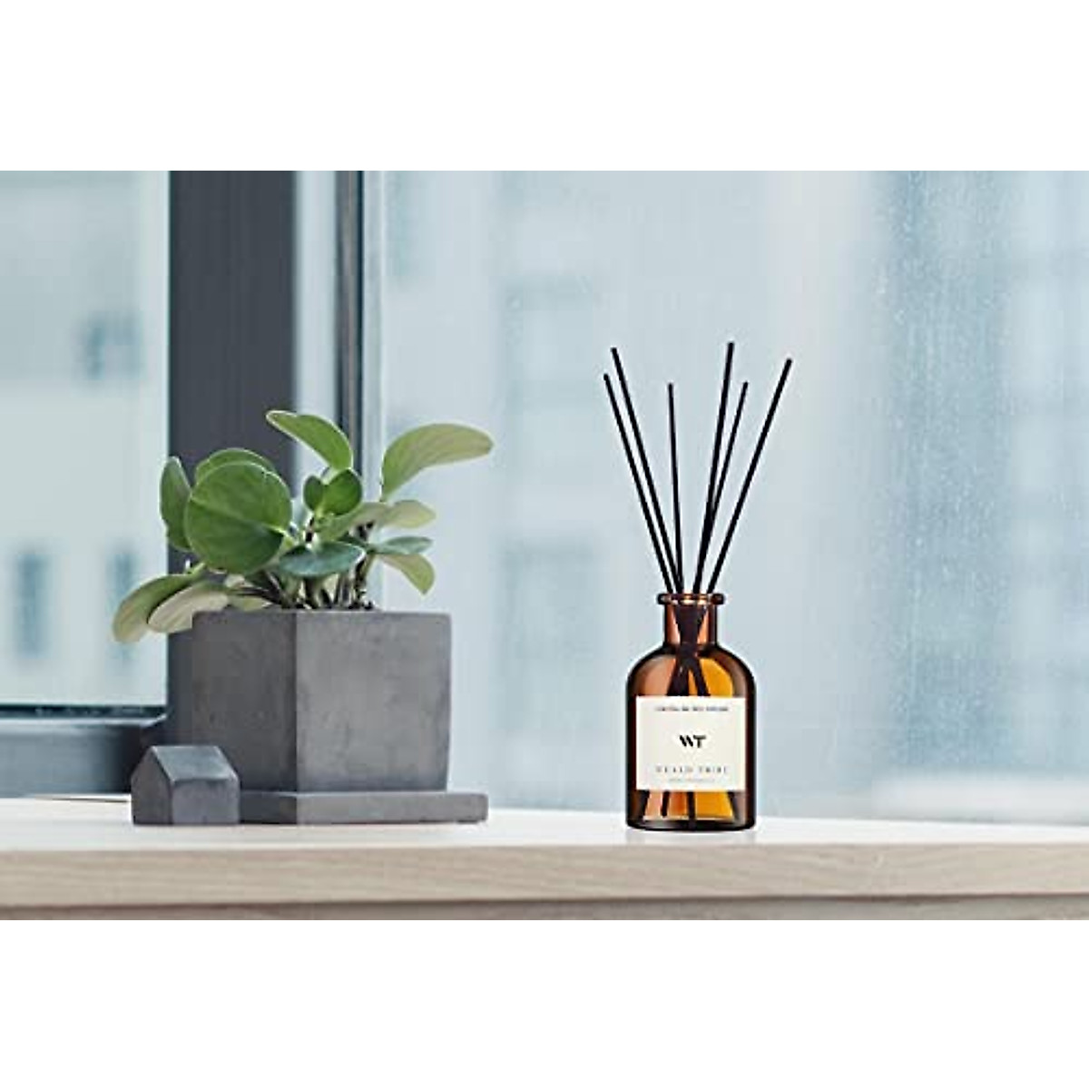 Flower Reed Diffuser Set Eucalyptus & Lavender Scent for Bathroom Accessories Shelf Decor & Air Fresheners, Sticks Defusers with 4.0 fl oz Essential Oils & Leaves, House Bedroom Office Decor & Gifts