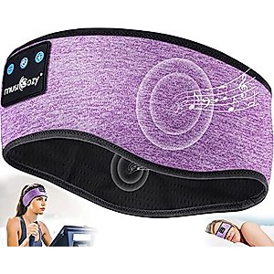 MUSICOZY Bluetooth 5.2 Headband Sleep Headphones Headband Headphones Sports Wireless Music Earphones Eye Mask Earbuds for Side Sleepers Workout Running Travel Yoga Office Mom Women