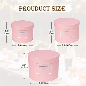 GnFlus Pink Gift Box Round Gift Boxes with Lids Set of 3 Nesting Gift Boxes for Presents Assorted Sizes Flower Boxes for Arrangements Birthday Wedding Bridesmaid Graduation Christmas Party Gift Bags